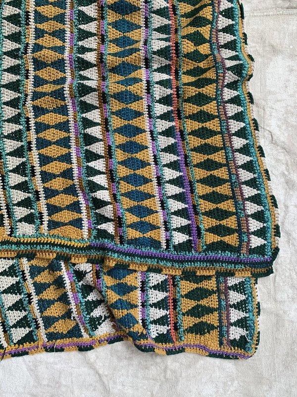 Vintage Orlon Hand Knit Argyle Textile | Garmentory