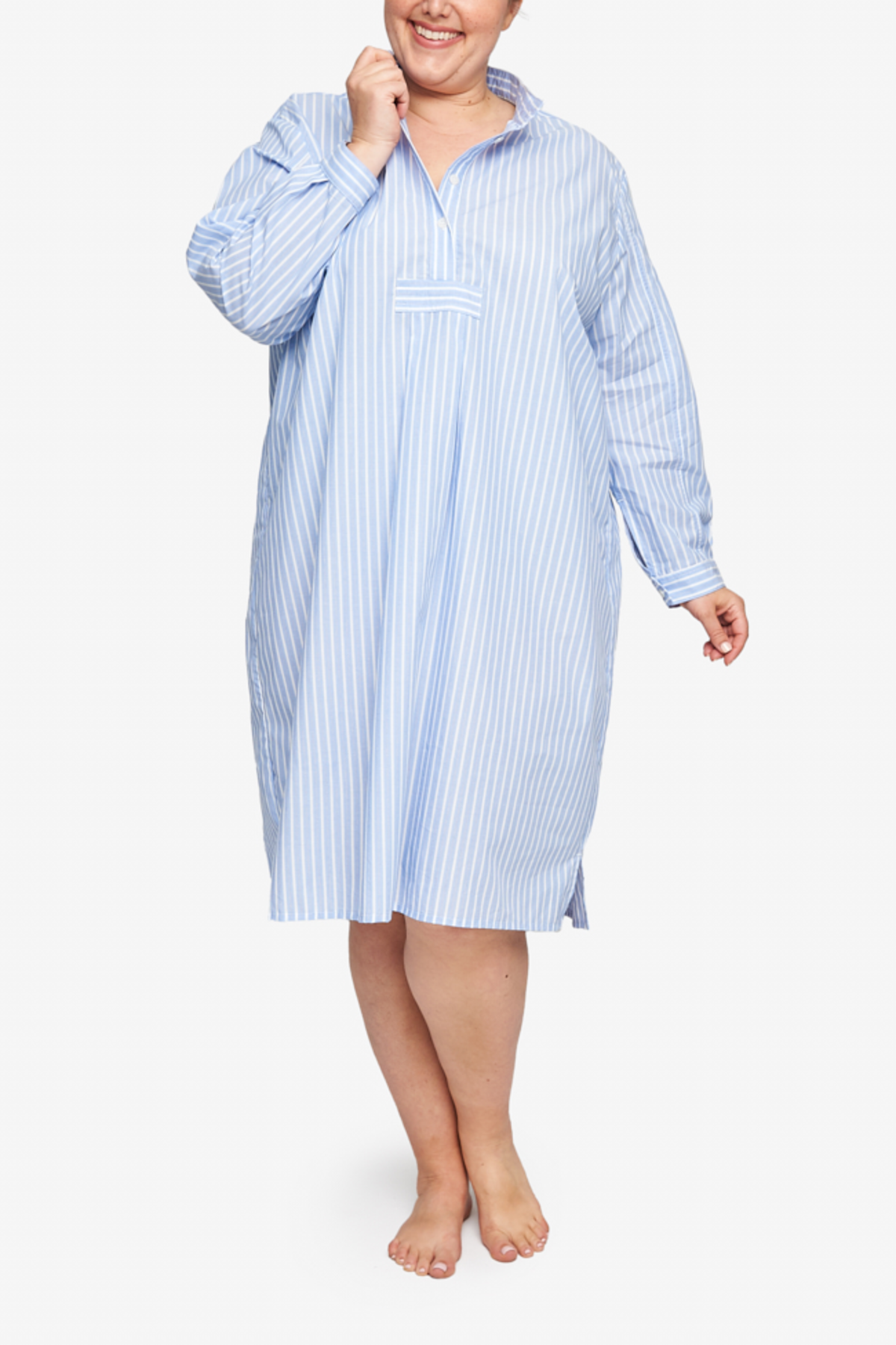 The Sleep Shirt Long Sleep Shirt - Tricolour Stripe | Garmentory
