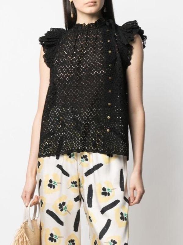 Ulla Johnson Grace Top - Black Eyelet | Garmentory