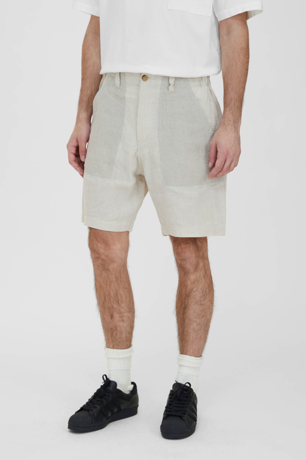 Sage de Cret Patchwork Baker Shorts - Natural Linen | Garmentory
