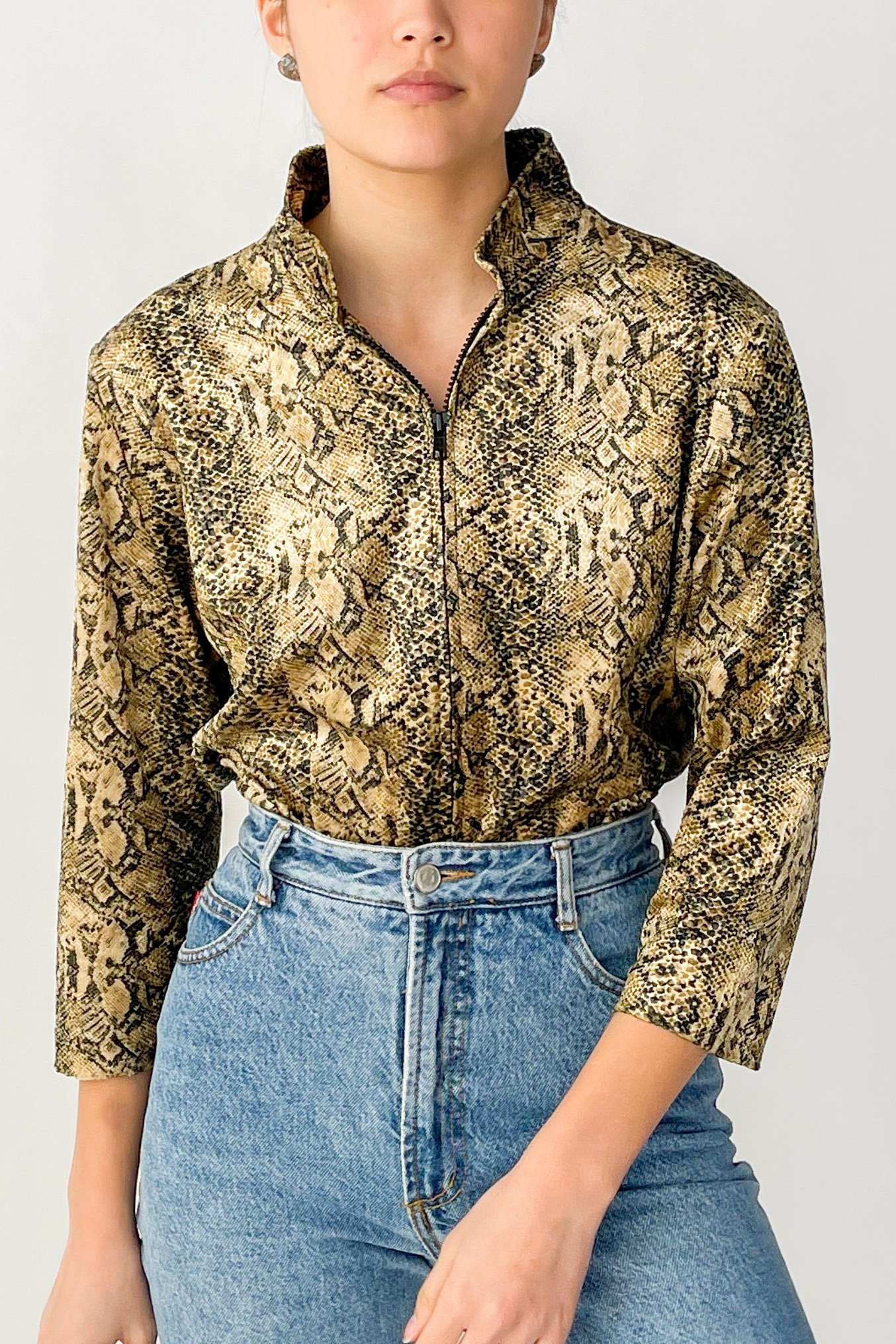 Vintage Velvet Zipper Top - Snake Print | Garmentory