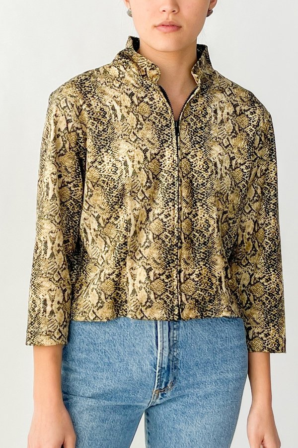 Vintage Velvet Zipper Top - Snake Print | Garmentory