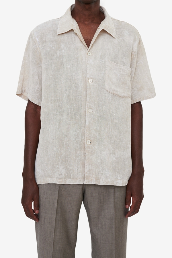 Our Legacy Box Shirt Shortsleeve - White Coated Cotton Linen | Garmentory