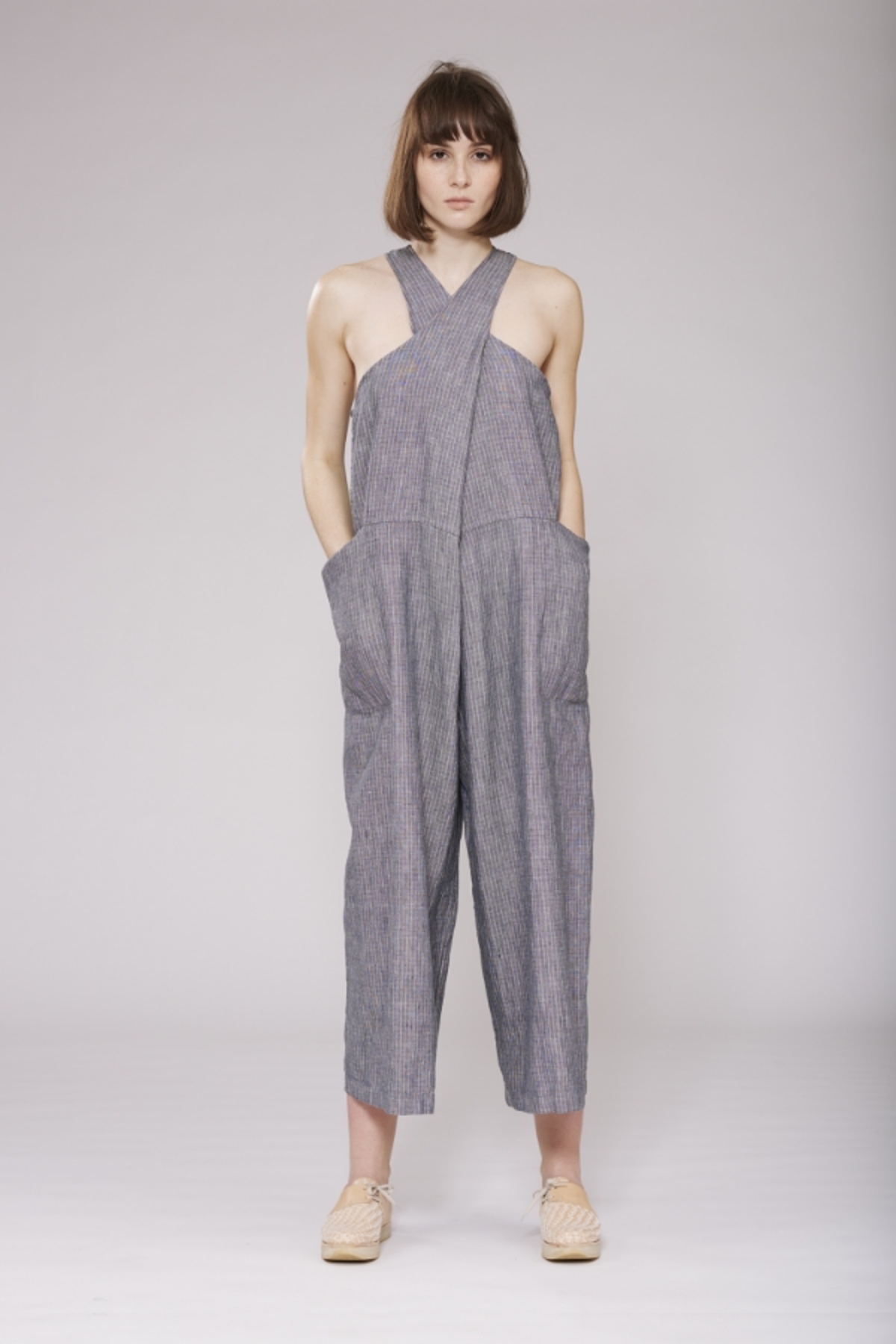 Study NY Linen Tank Suit - Grey Stripe | Garmentory