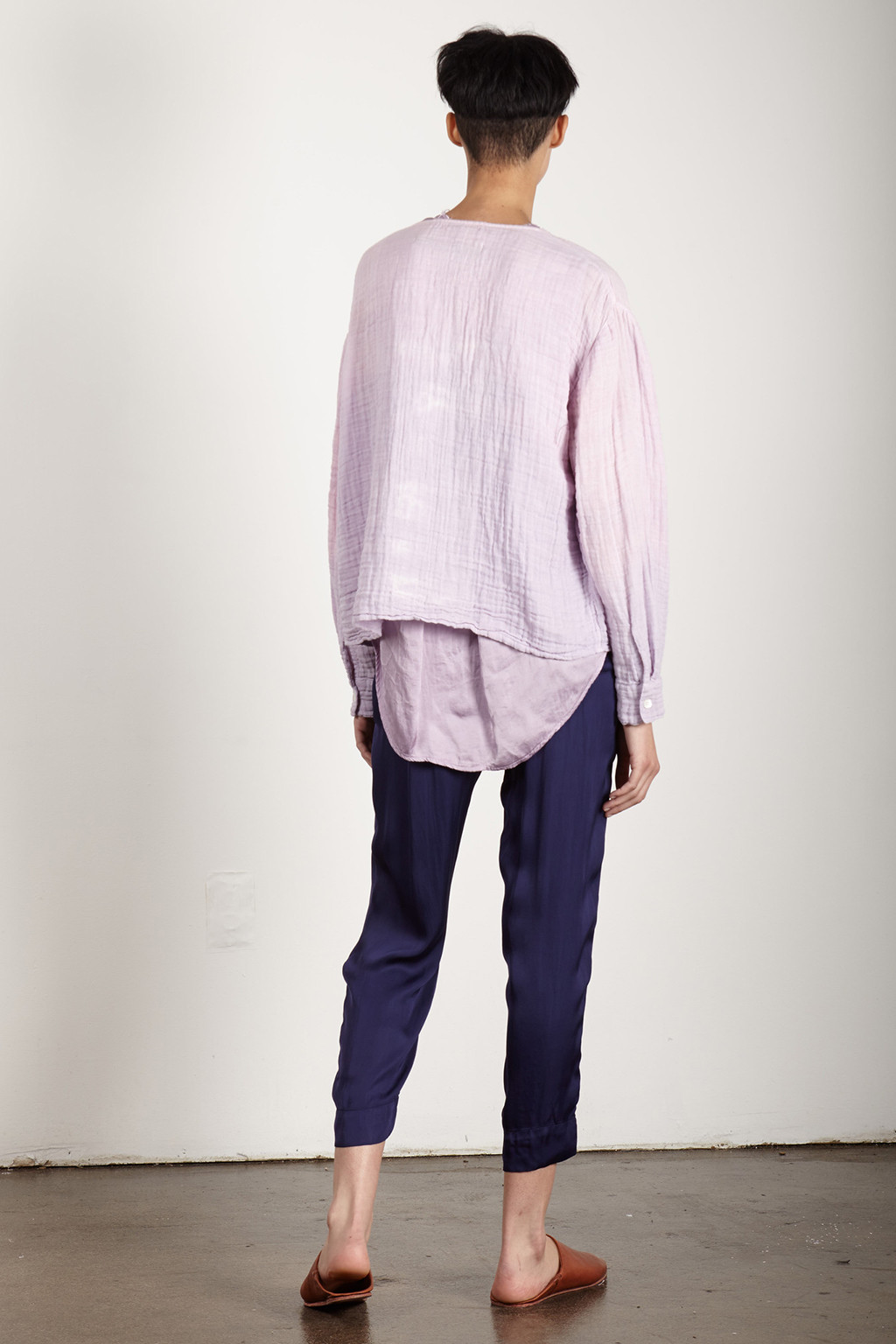 Raquel Allegra LILAC GAUZE BOXY DAY BLOUSE | Garmentory