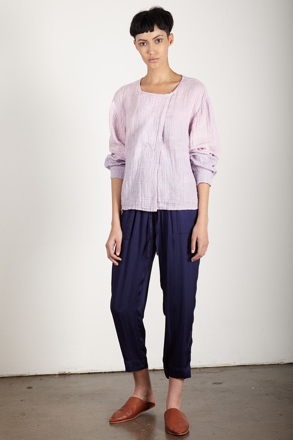 Raquel Allegra LILAC GAUZE BOXY DAY BLOUSE | Garmentory