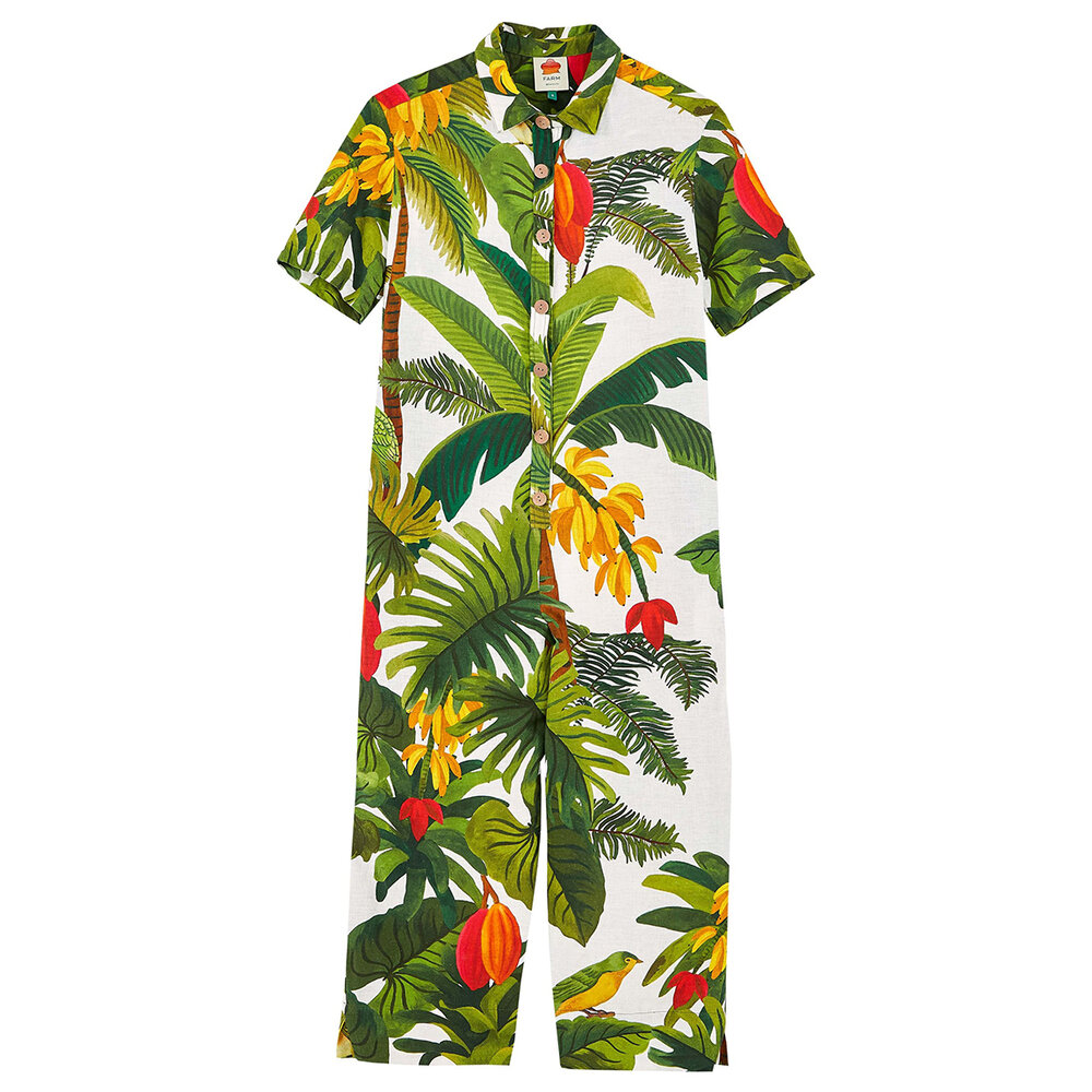 Farm Rio Jumpsuit - White/Cocoa Forest | Garmentory