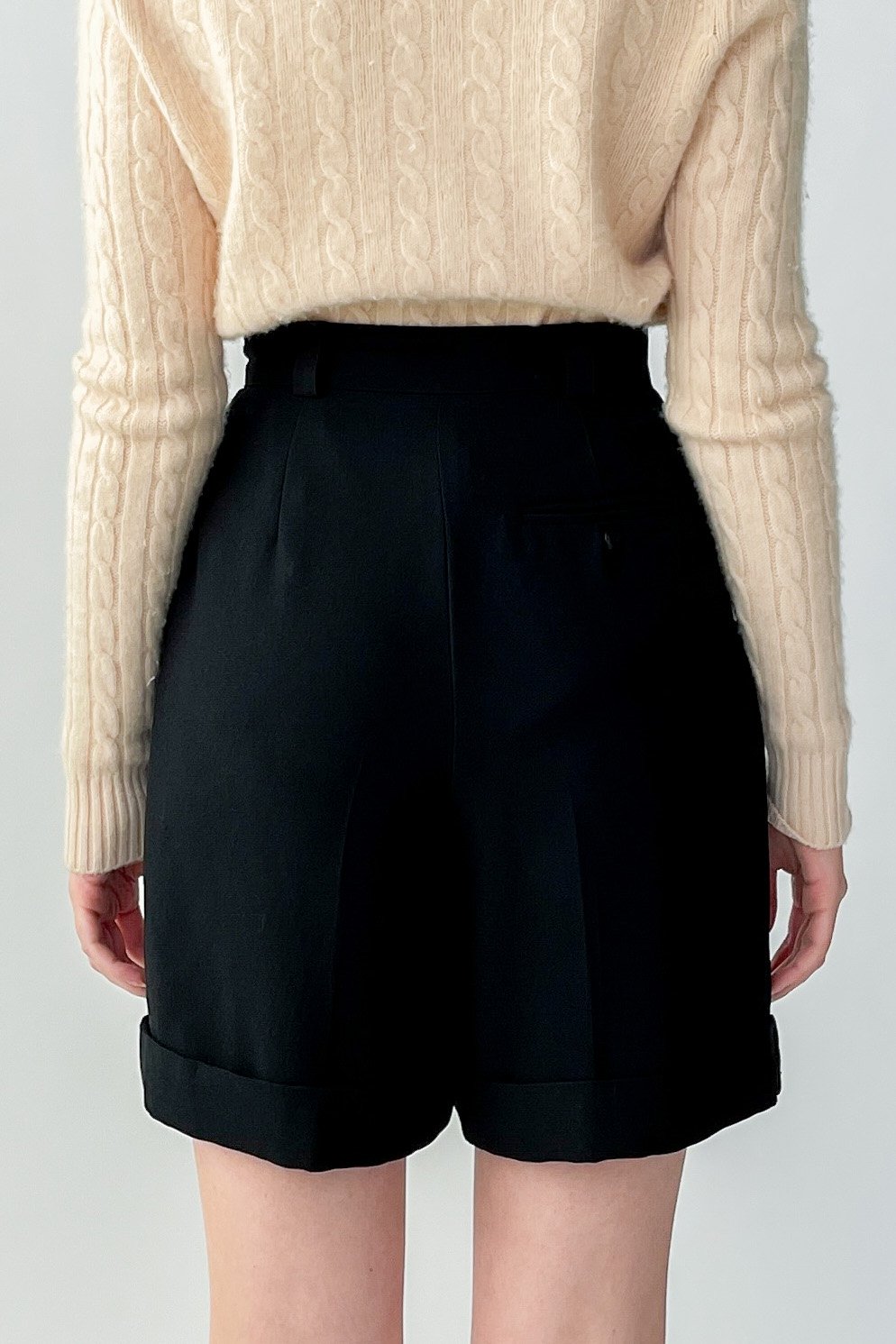 Vintage Pleated High Rise Shorts - Black | Garmentory