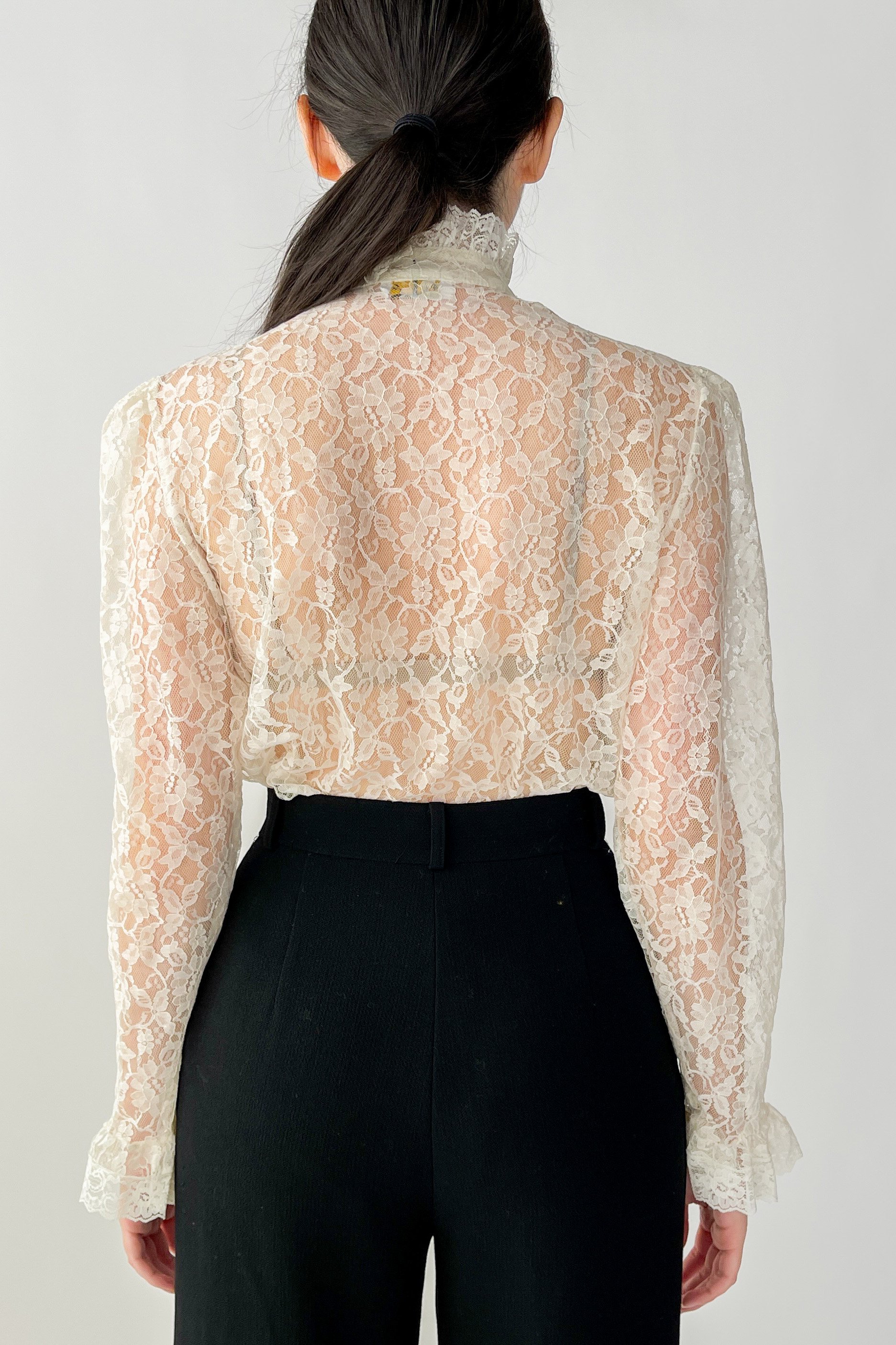 Vintage Lace Ruffle Blouse - Ivory | Garmentory