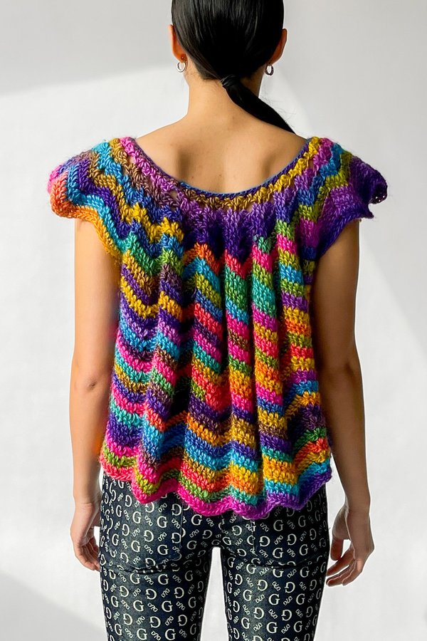 Vintage Crochet Ruffle Top - Rainbow | Garmentory