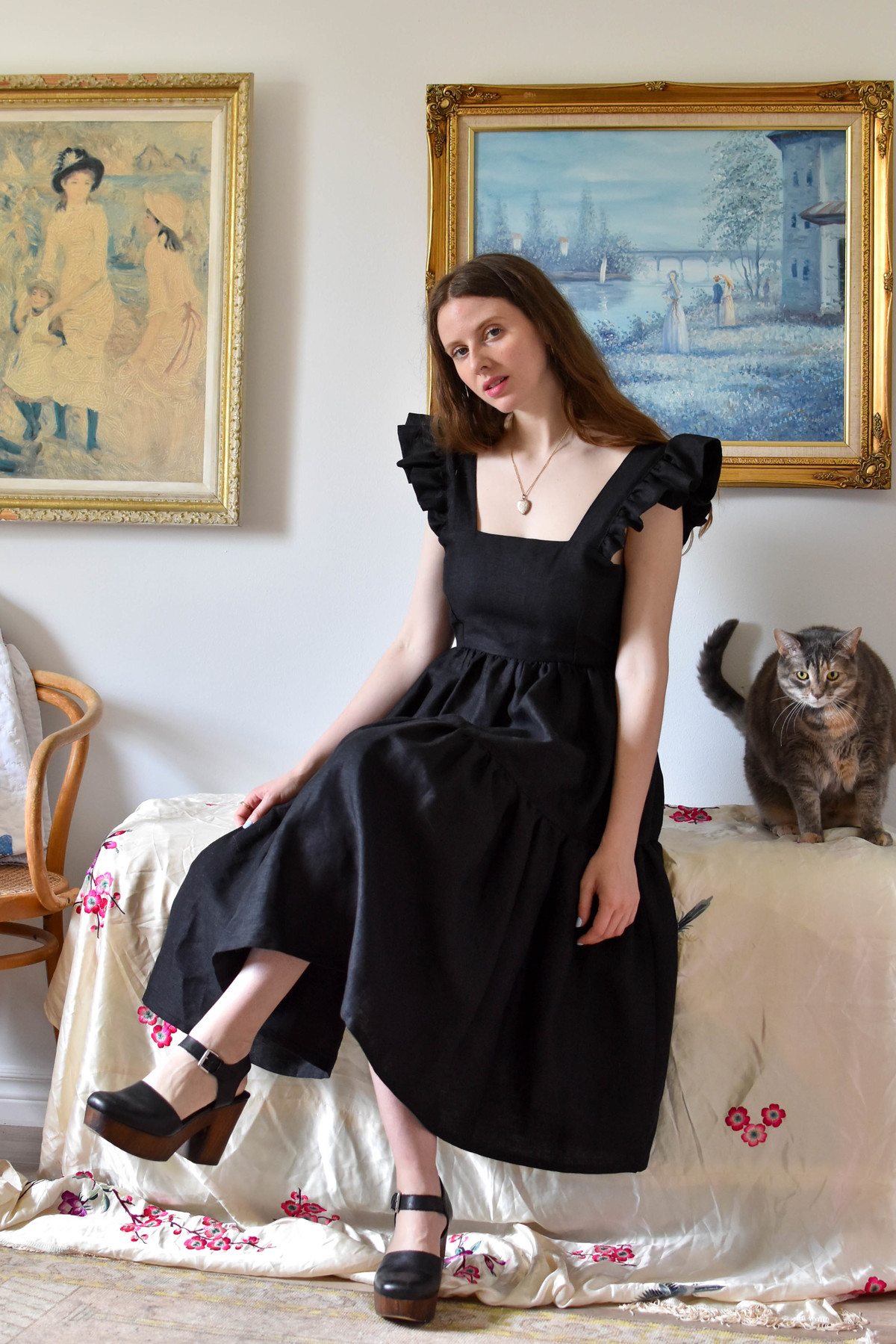 Eliza Faulkner Angelica Linen Dress - Black | Garmentory