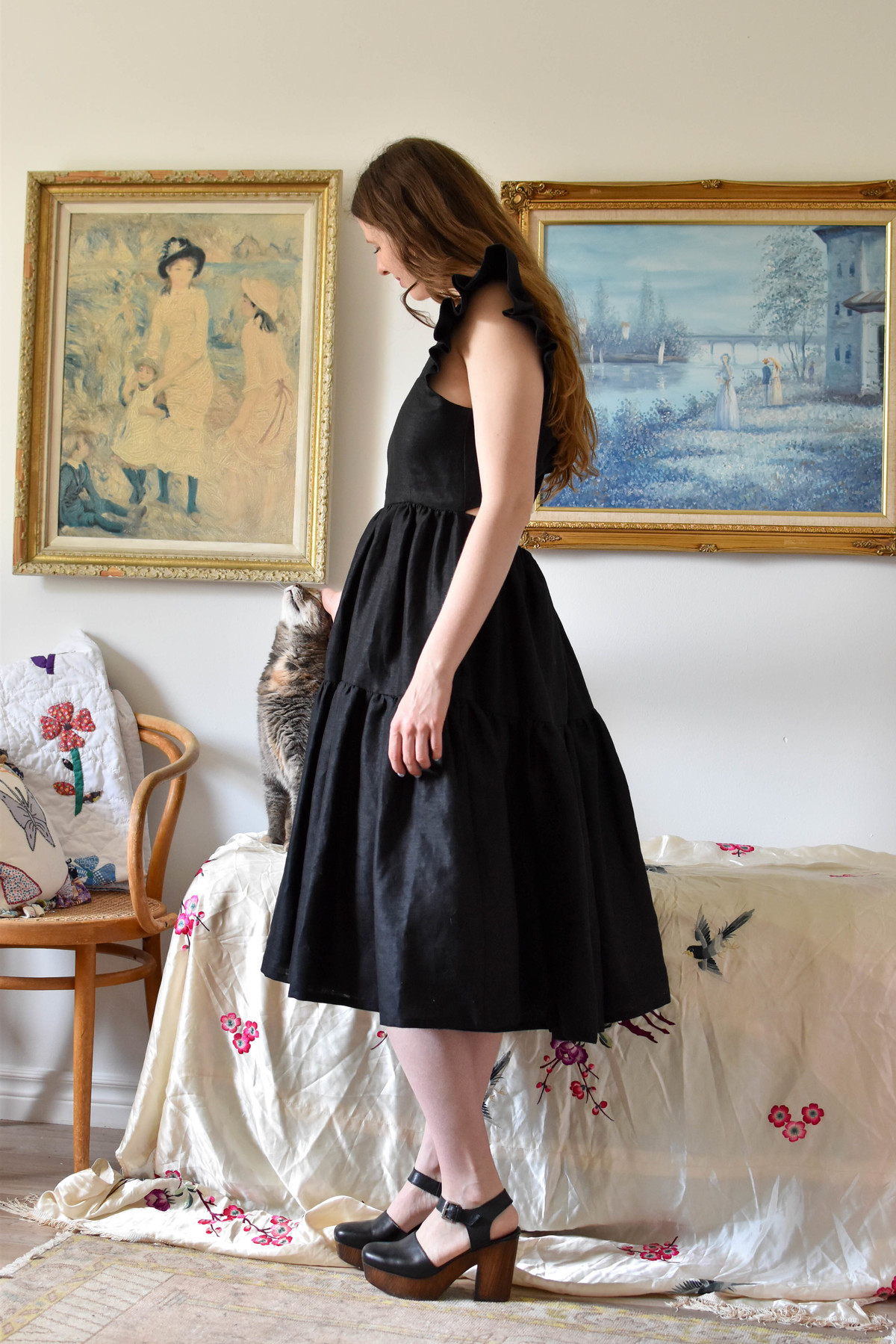 Eliza Faulkner Angelica Linen Dress - Black | Garmentory