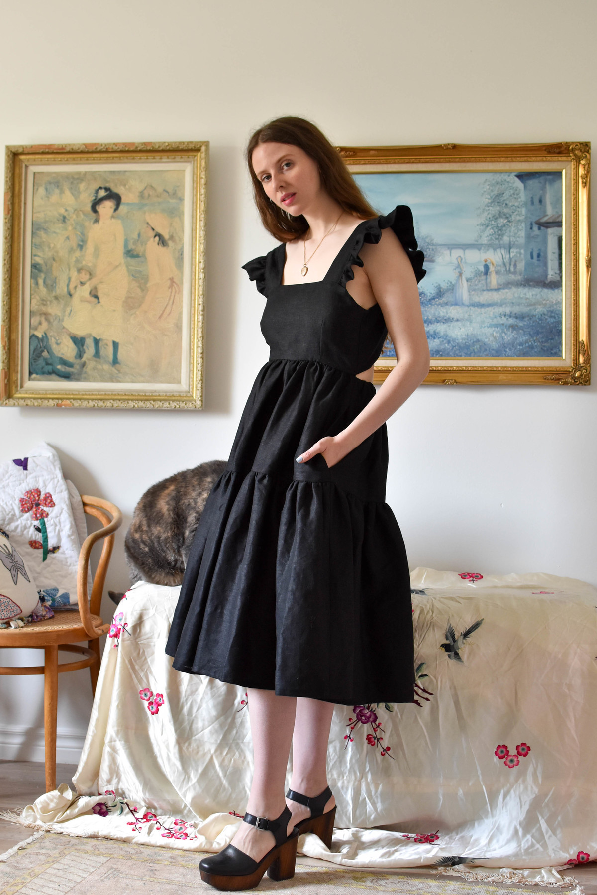 Eliza Faulkner Angelica Linen Dress - Black | Garmentory
