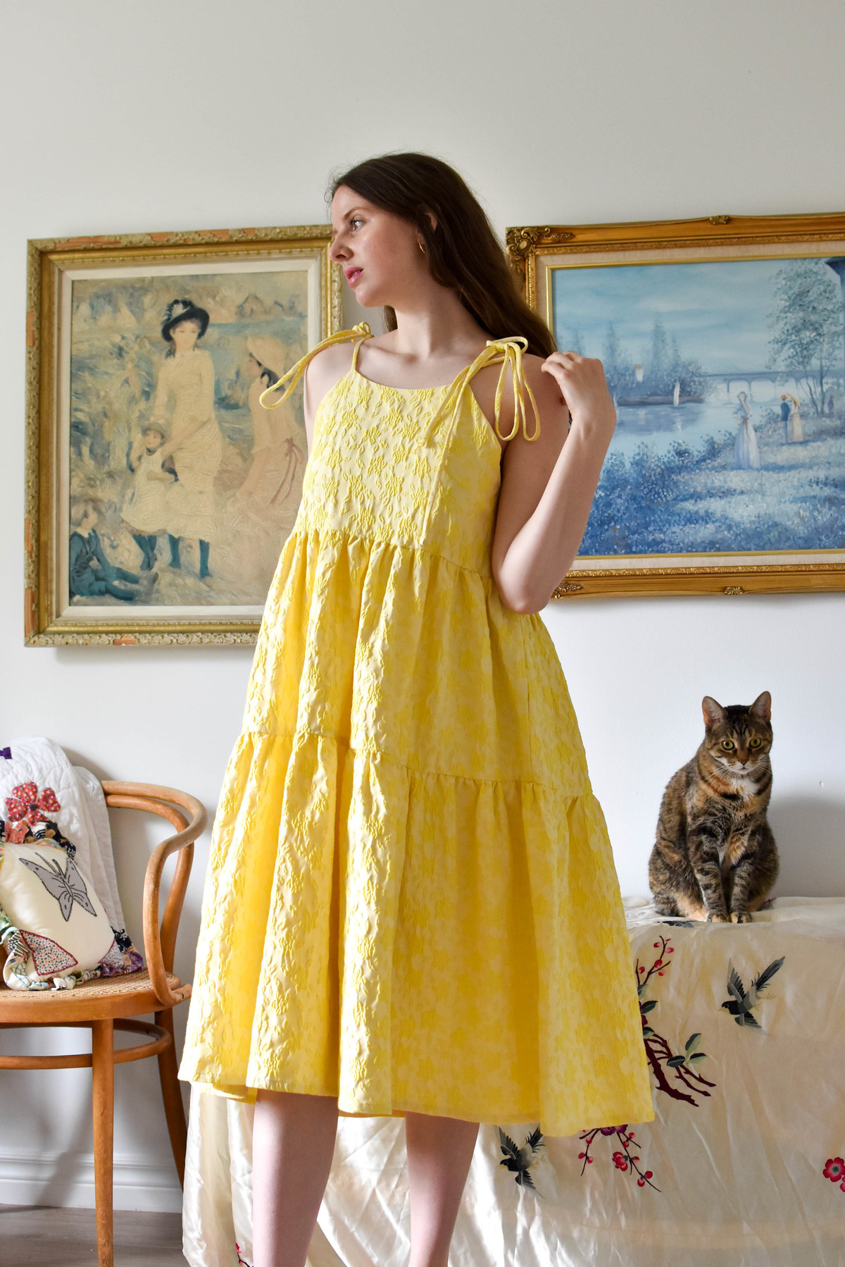Eliza Faulkner Cece Dress - Yellow Jacquard | Garmentory