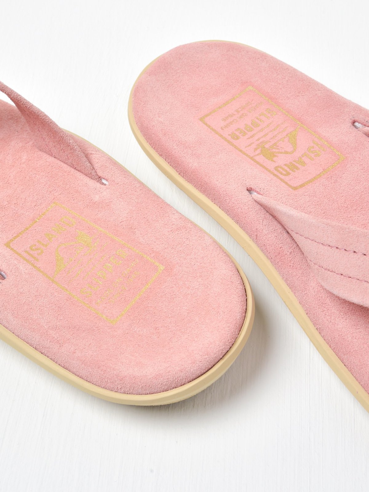 ISLAND SLIPPER CLASSIC SUEDE SLIDE - PINK | Garmentory
