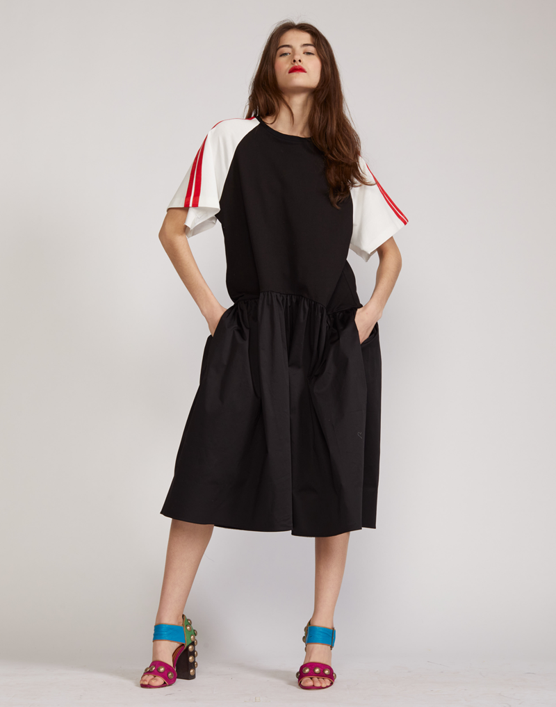 Cynthia Rowley Double Stripe Tee Dress - Red Stripe | Garmentory