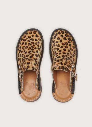 Fracap x YMC Calfskin Pony Hair Mules - Leopard Print | Garmentory