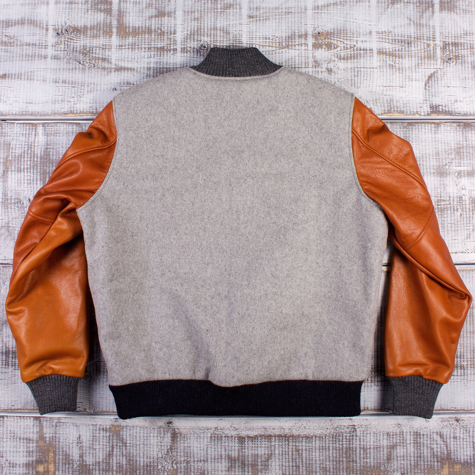 Dehen 1920 Varsity Jacket - Heather Grey & Whiskey | Garmentory