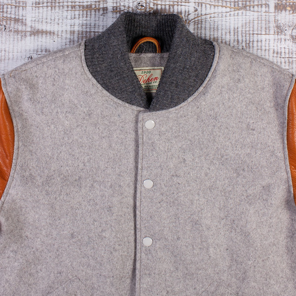 Dehen 1920 Varsity Jacket - Heather Grey & Whiskey | Garmentory