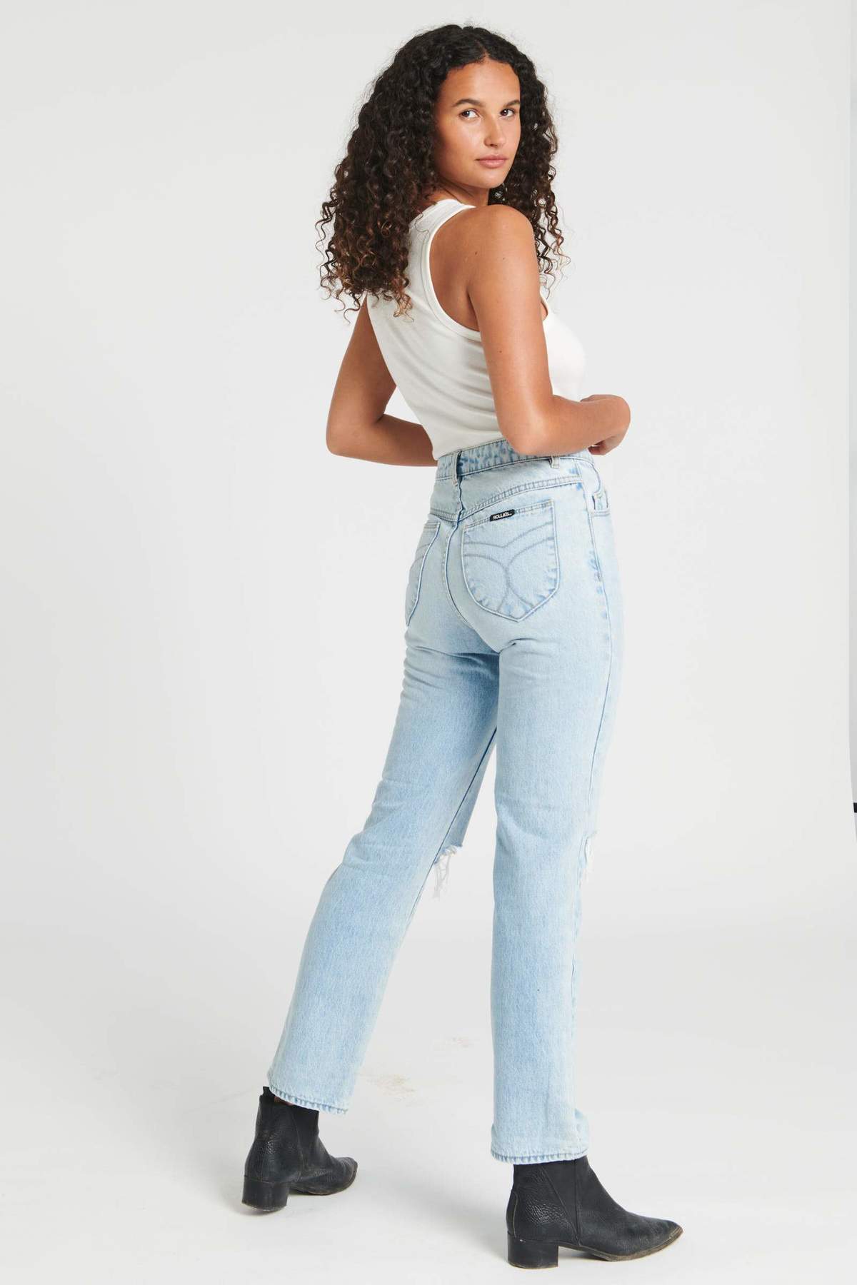 Rollas original straight denim - nina worn | Garmentory