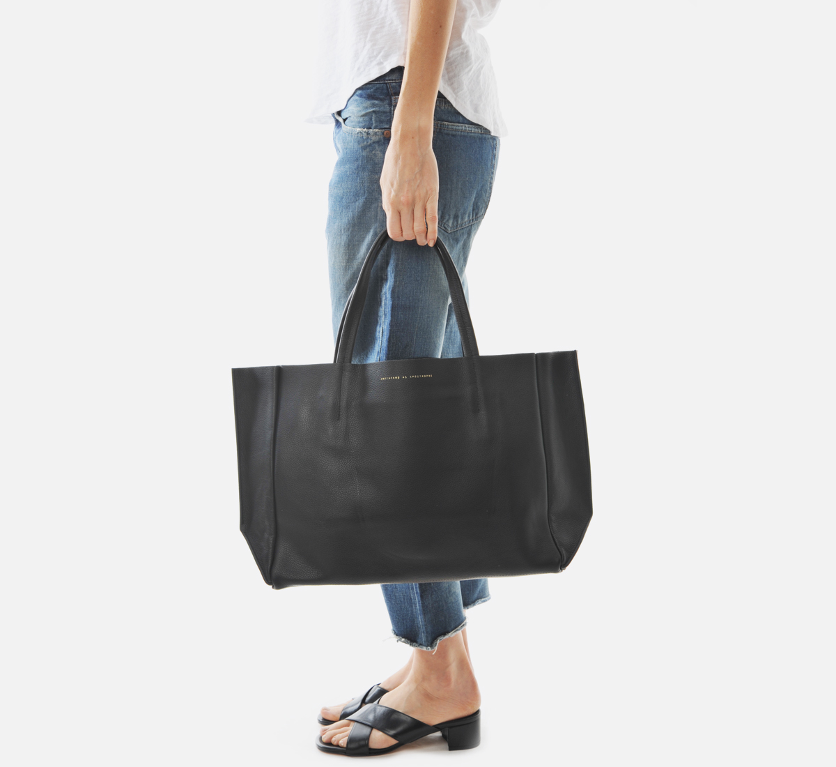 Ampersand as Apostrophe Black Stiff Sideways Tote | Garmentory