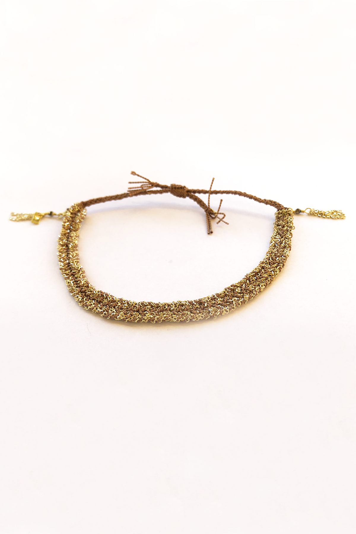 Marie Laure Chamorel Gold & Beige Silk Bracelet | Garmentory