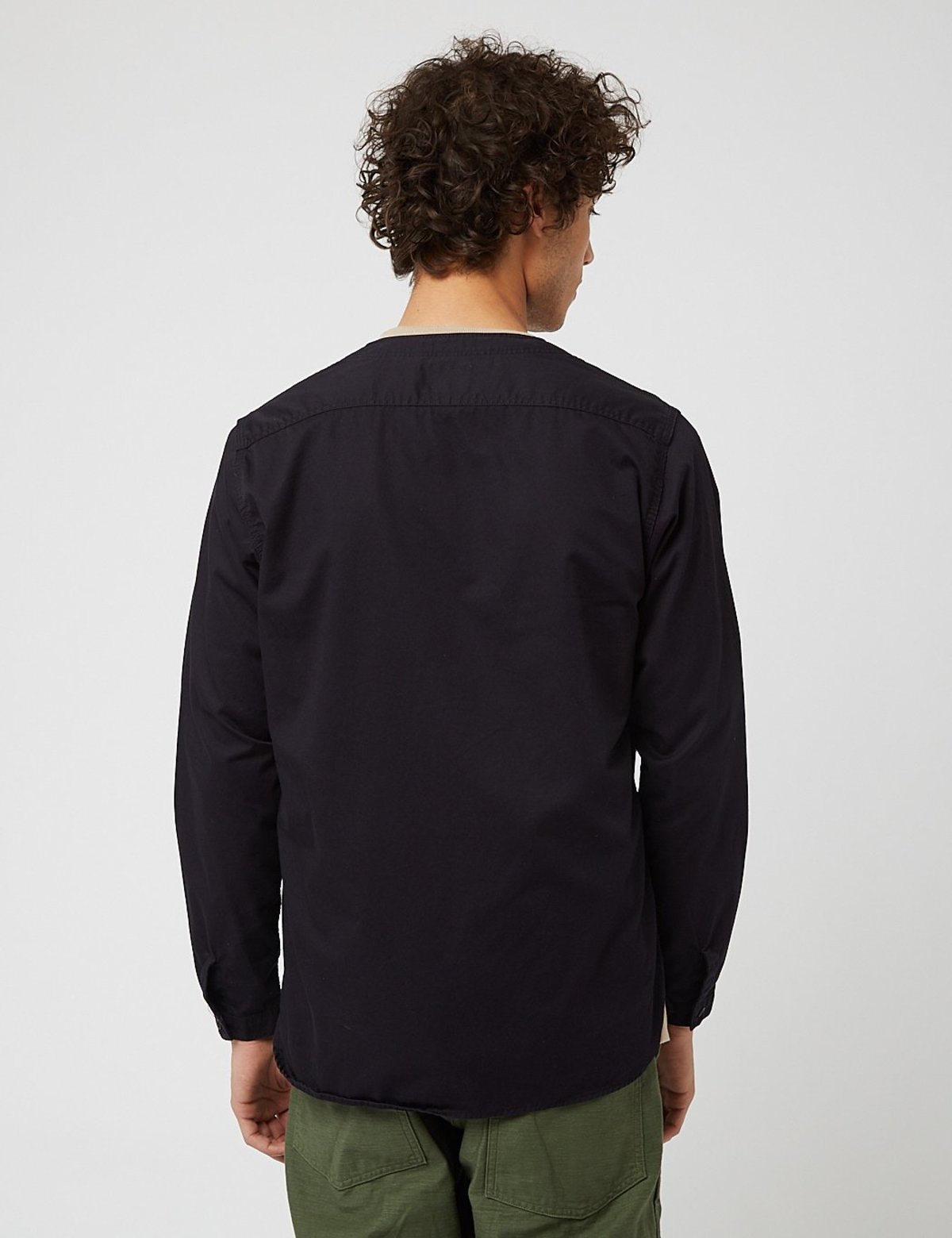 Orslow No Collar Shirt - Navy Blue | Garmentory
