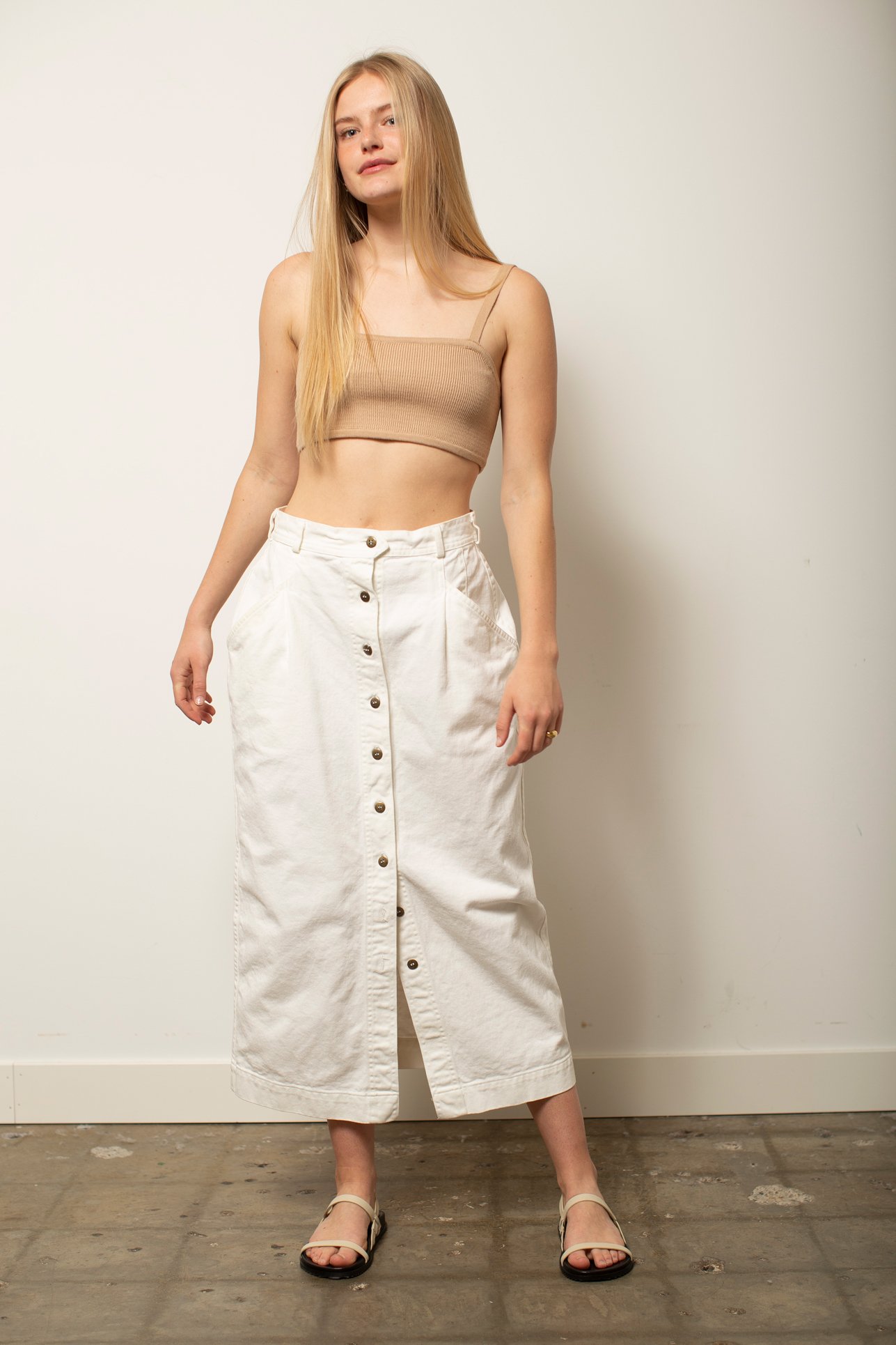 Vintage Button Down Skirt - White | Garmentory