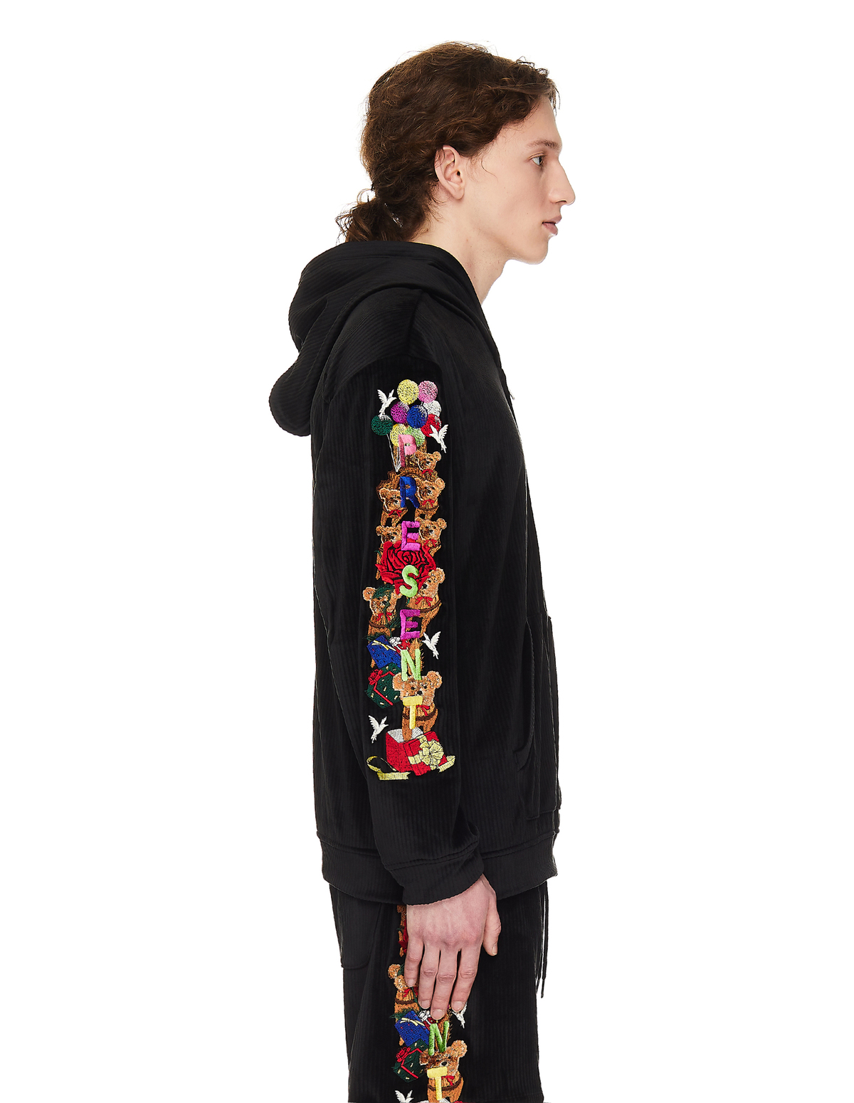 Doublet Velour Embroidered Hoodie - Black | Garmentory