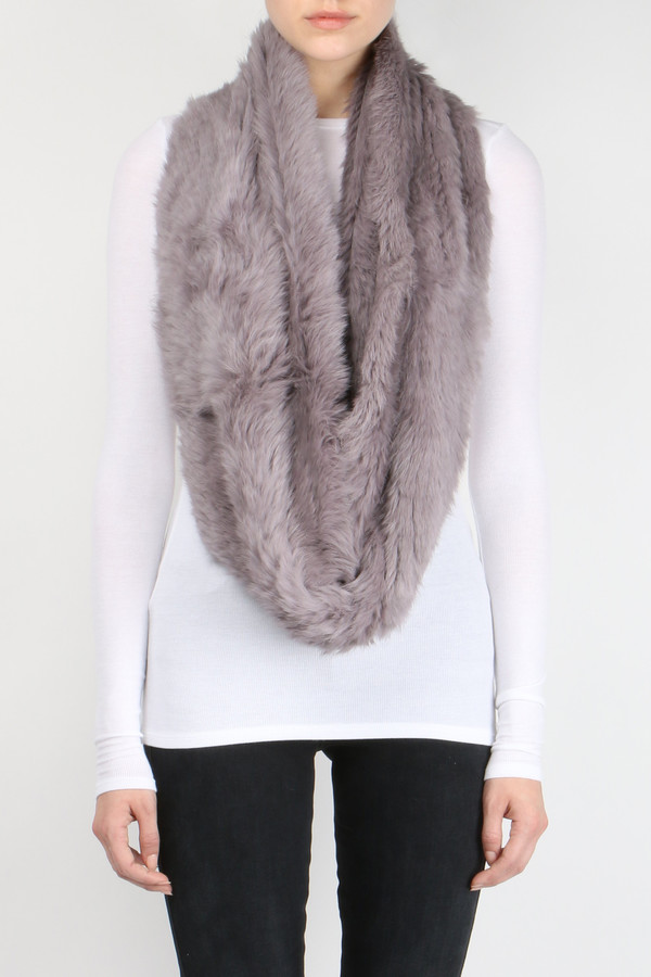 Jocelyn Fur Long Hair Rabbit Infinity Scarf | Garmentory