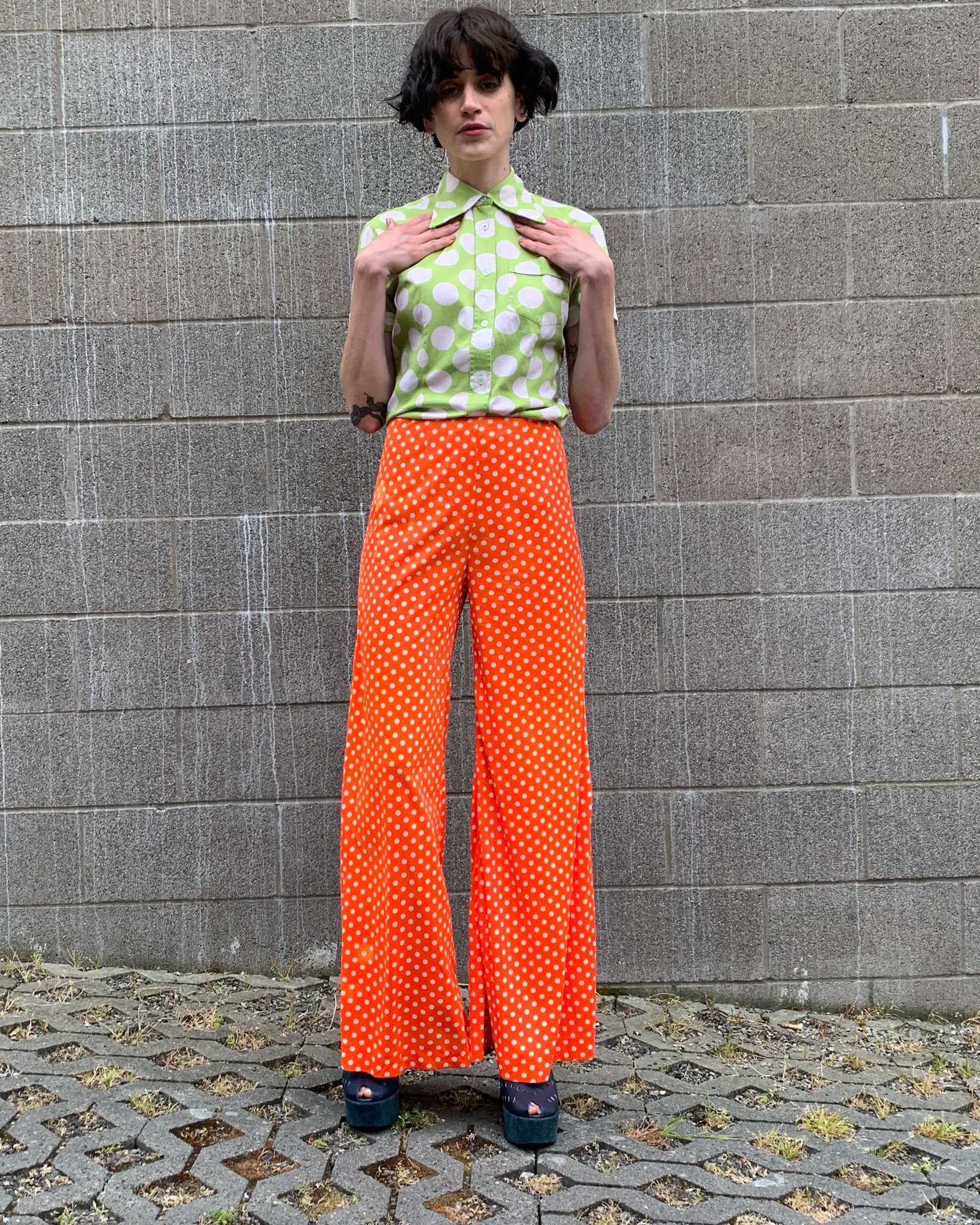 Vintage Dot Flares pants - Tangerine | Garmentory