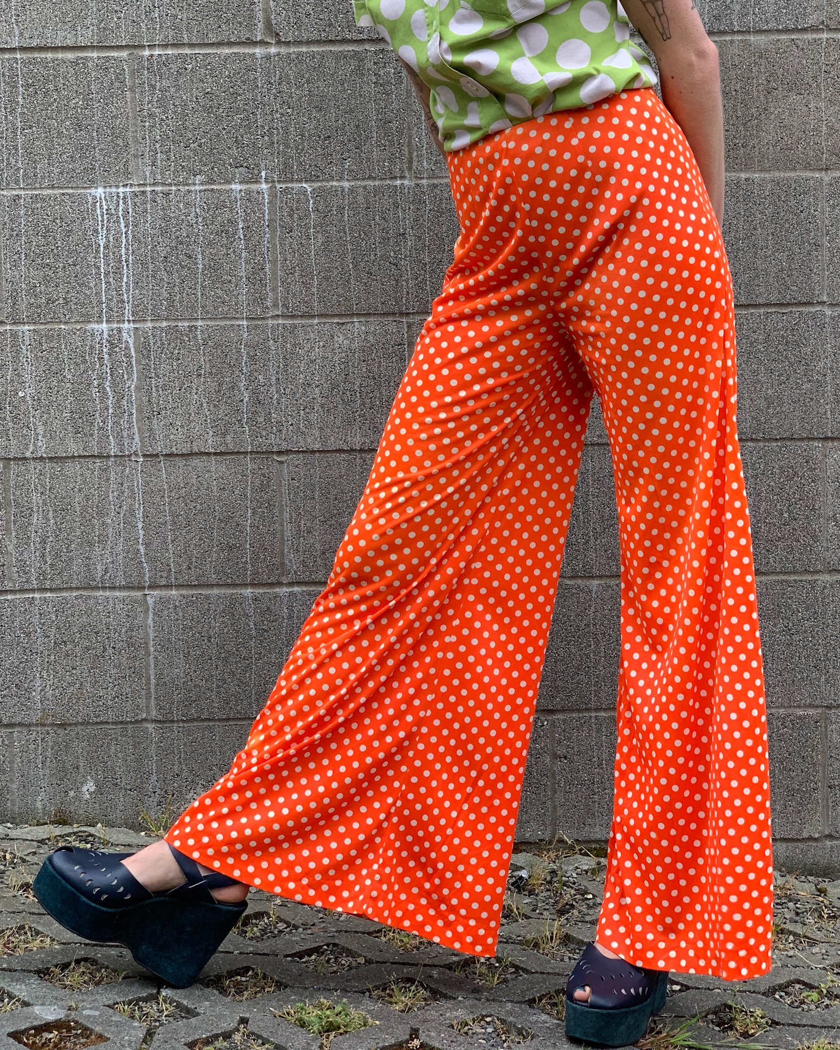 Vintage Dot Flares pants - Tangerine | Garmentory