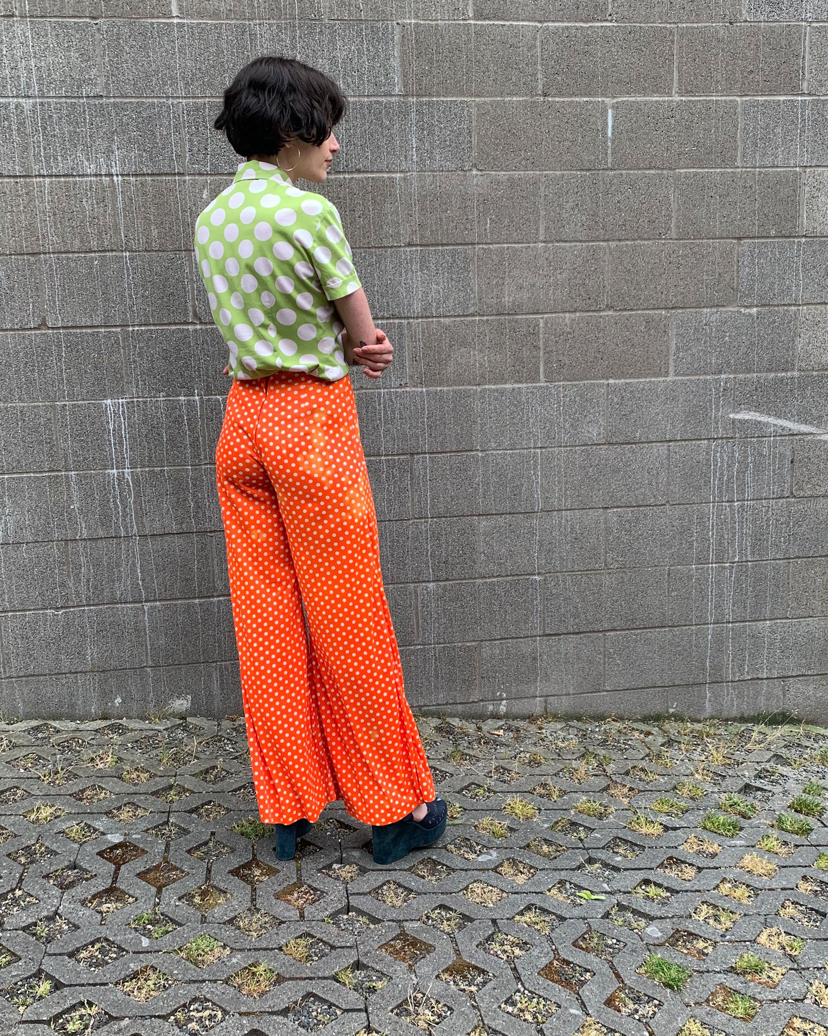 Vintage Dot Flares pants - Tangerine | Garmentory