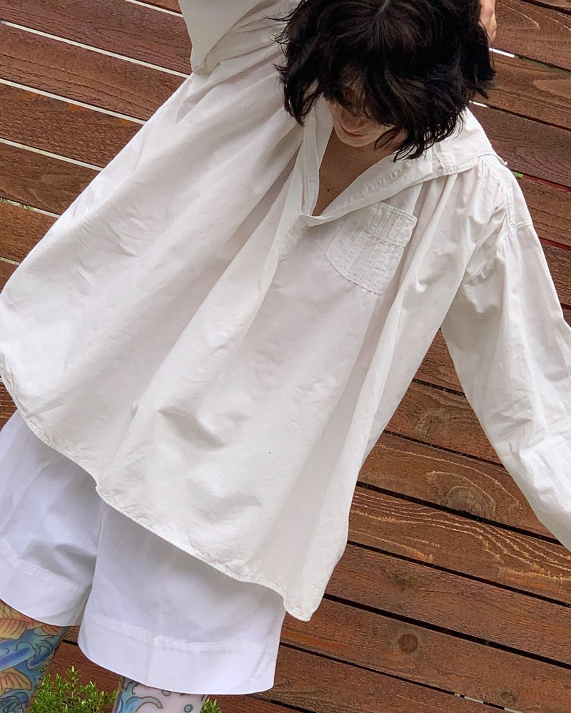 Vintage Cotton Sailor Smock top - cream | Garmentory