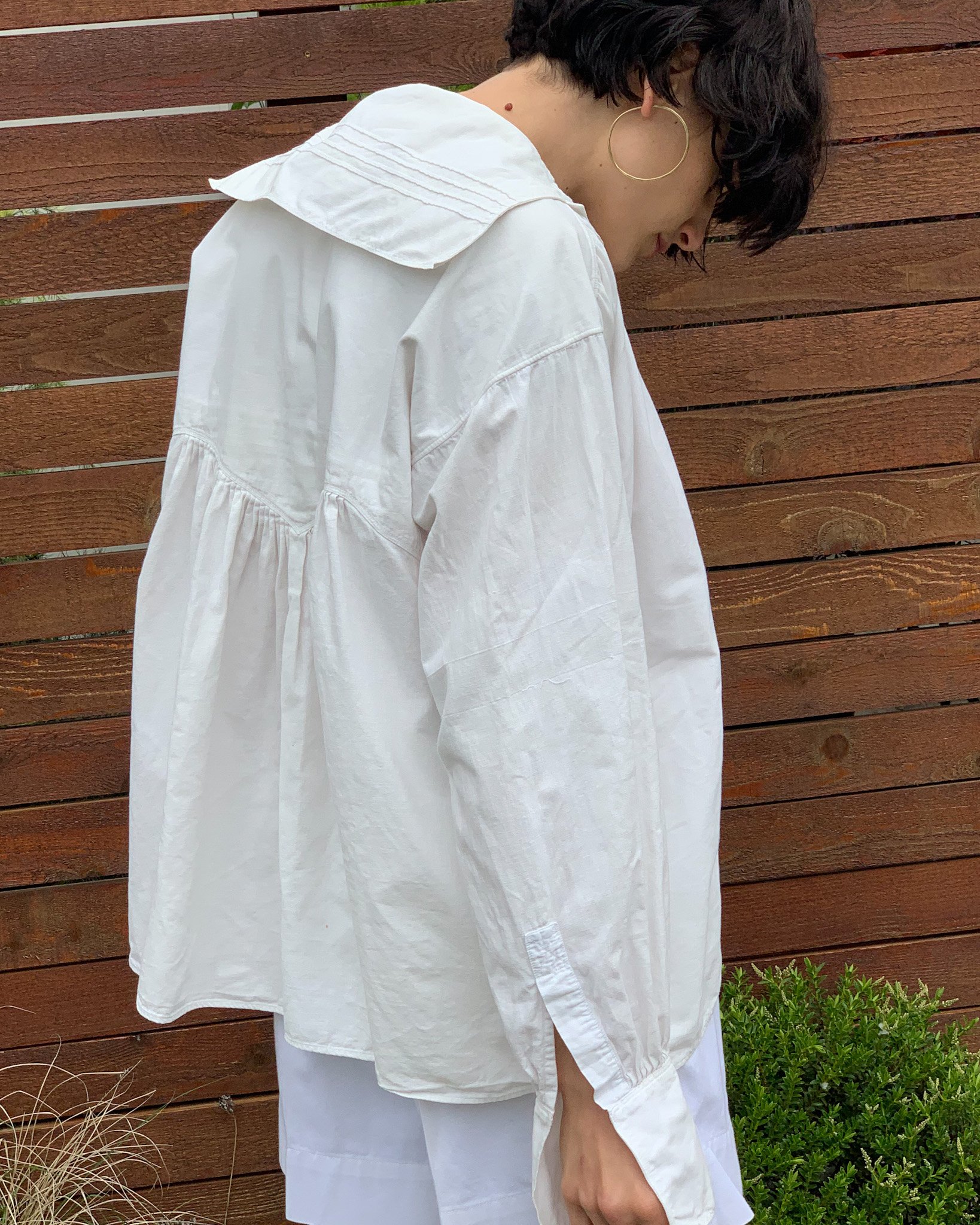 Vintage Cotton Sailor Smock top - cream | Garmentory