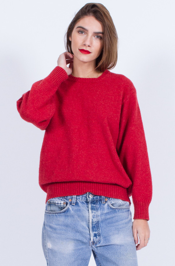 Yo Vintage! RED WOOL CASHMERE SWEATER (MEDIUM) | Garmentory