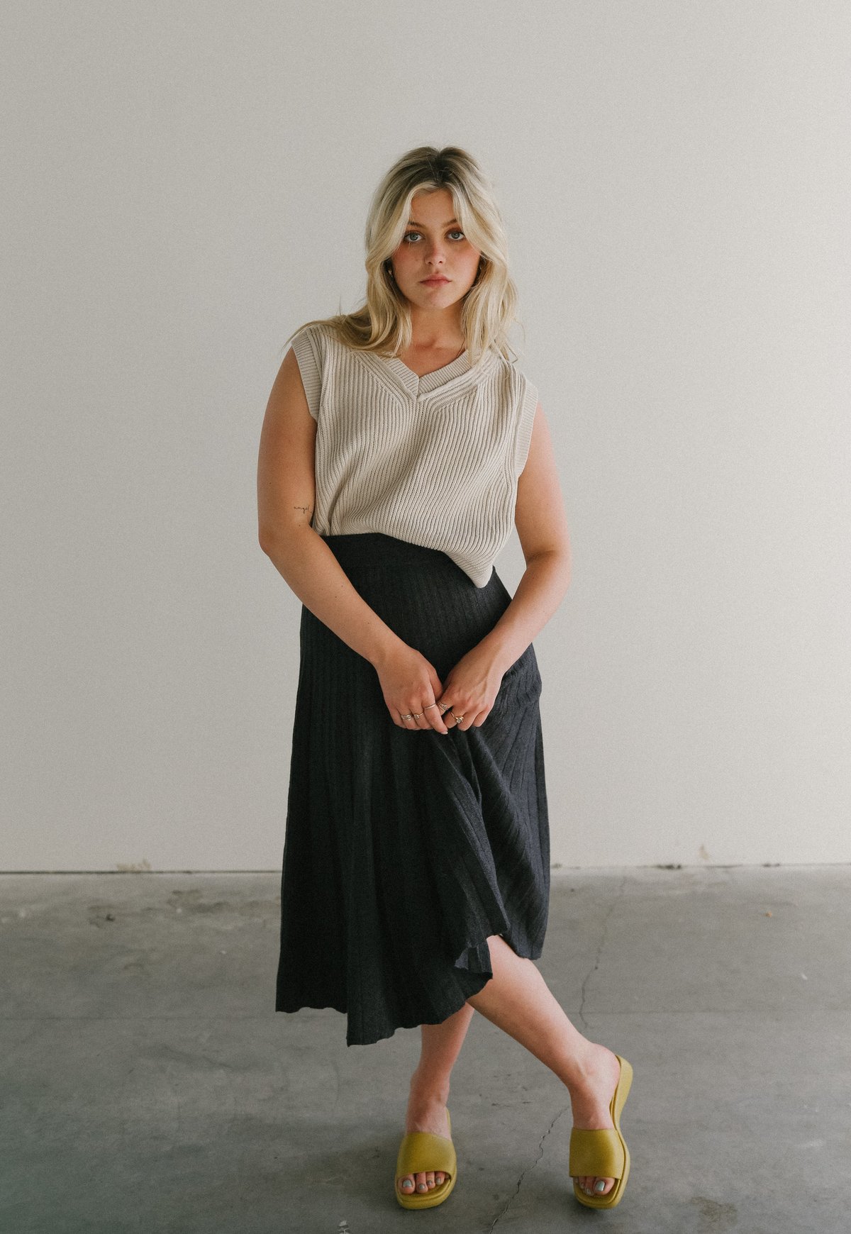 Rowie The Label Marlie Knit Skirt in Charcoal | Garmentory