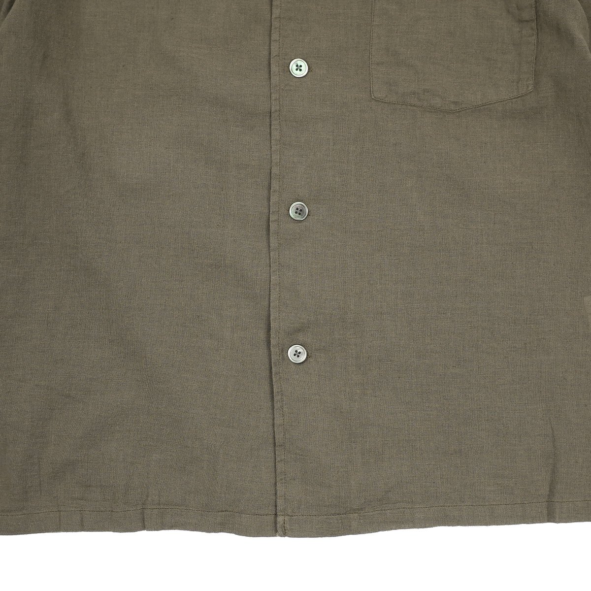 Our Legacy Sheer Cotton Linen Shortsleeve Box Shirt - Dark Olive ...