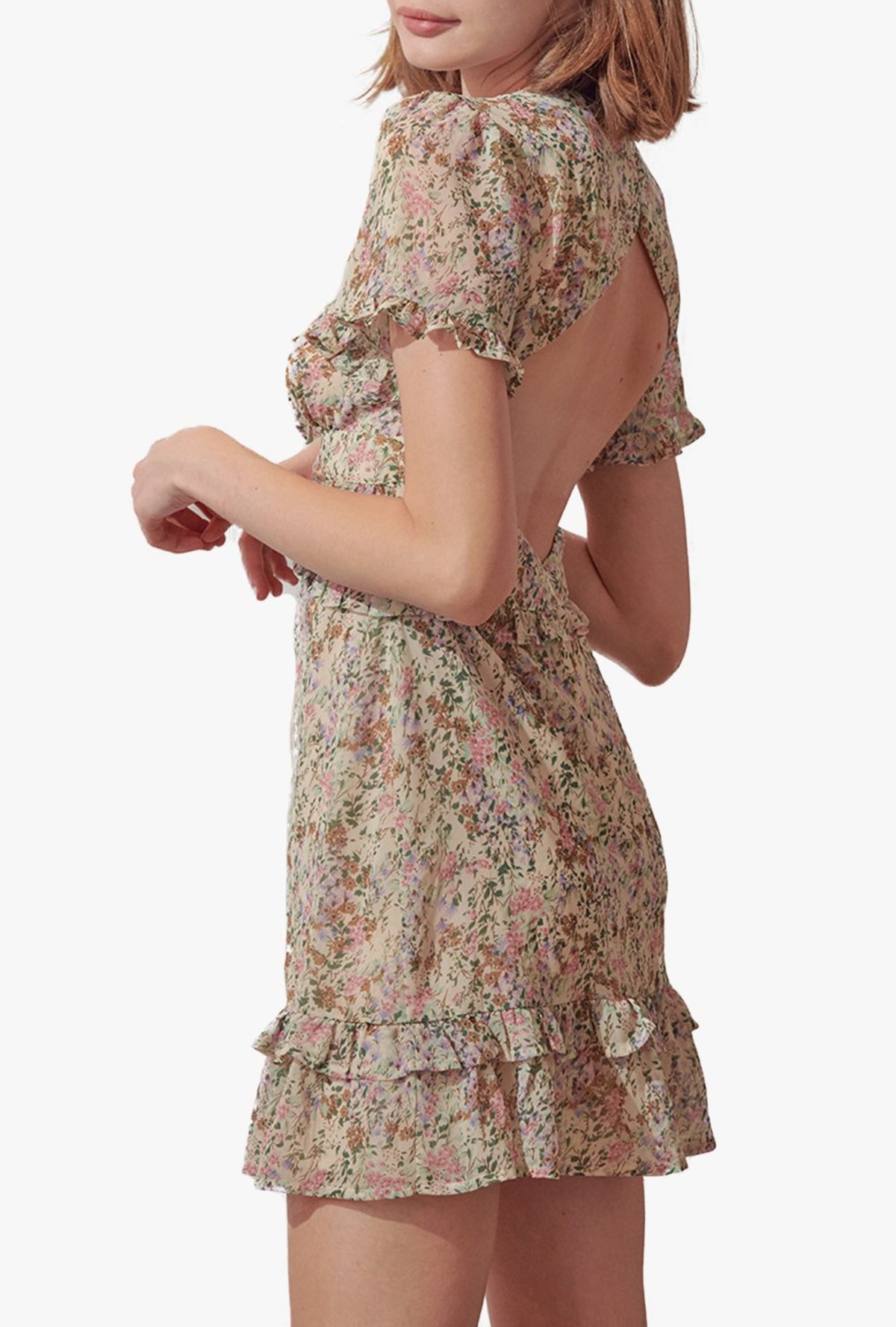 Azalea Ruby Floral Short Sleeve Mini Dress - Multi | Garmentory