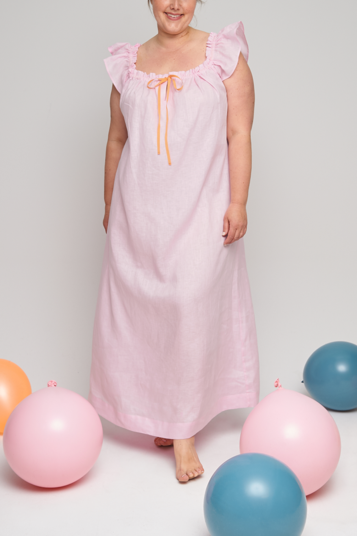 Eliza Faulkner PLUS Full Length Party Nightie - Pale Pink Linen ...