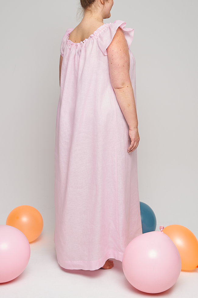 Eliza Faulkner PLUS Full Length Party Nightie - Pale Pink Linen ...