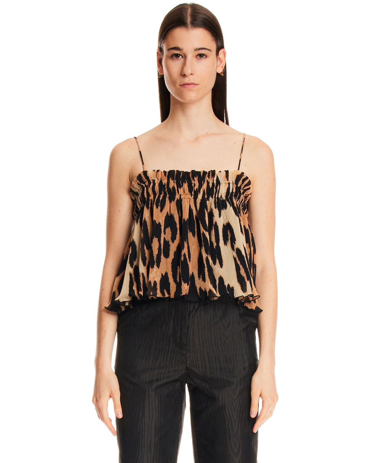 Ganni Top with Animalier Print - Multicolor | Garmentory