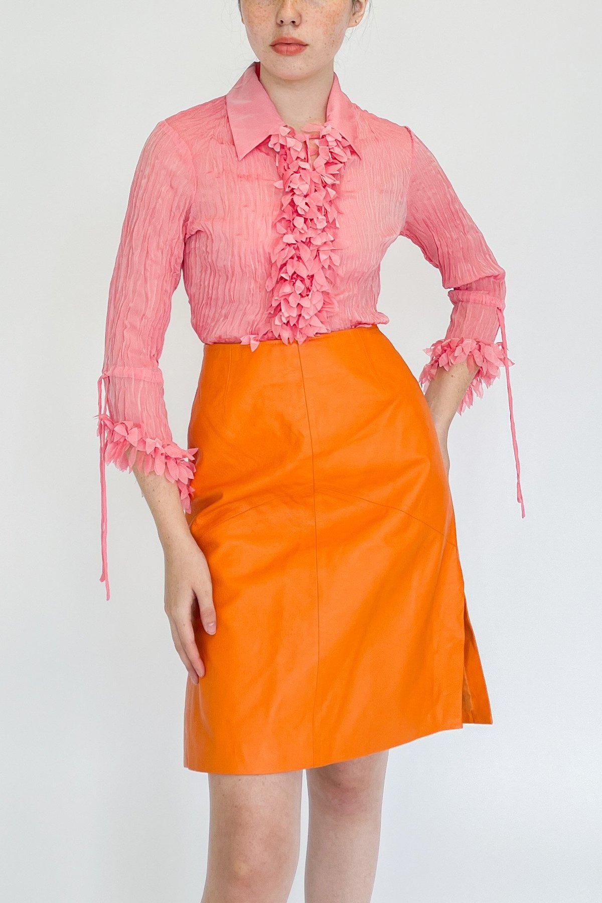 Vintage Pleated Ruffle Blouse - Rose | Garmentory