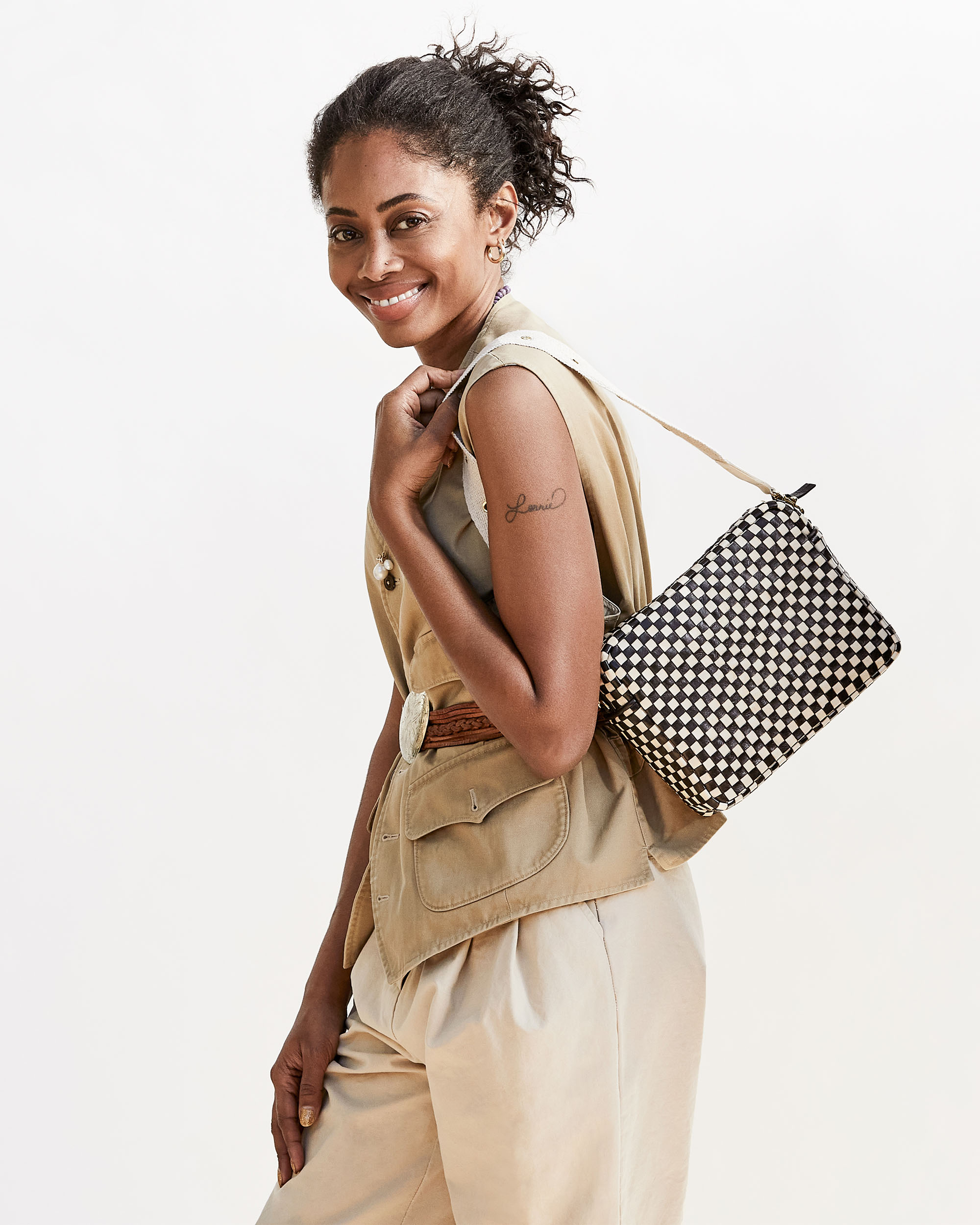 Clare V. Marisol Bag - Checker Black/Cream | Garmentory