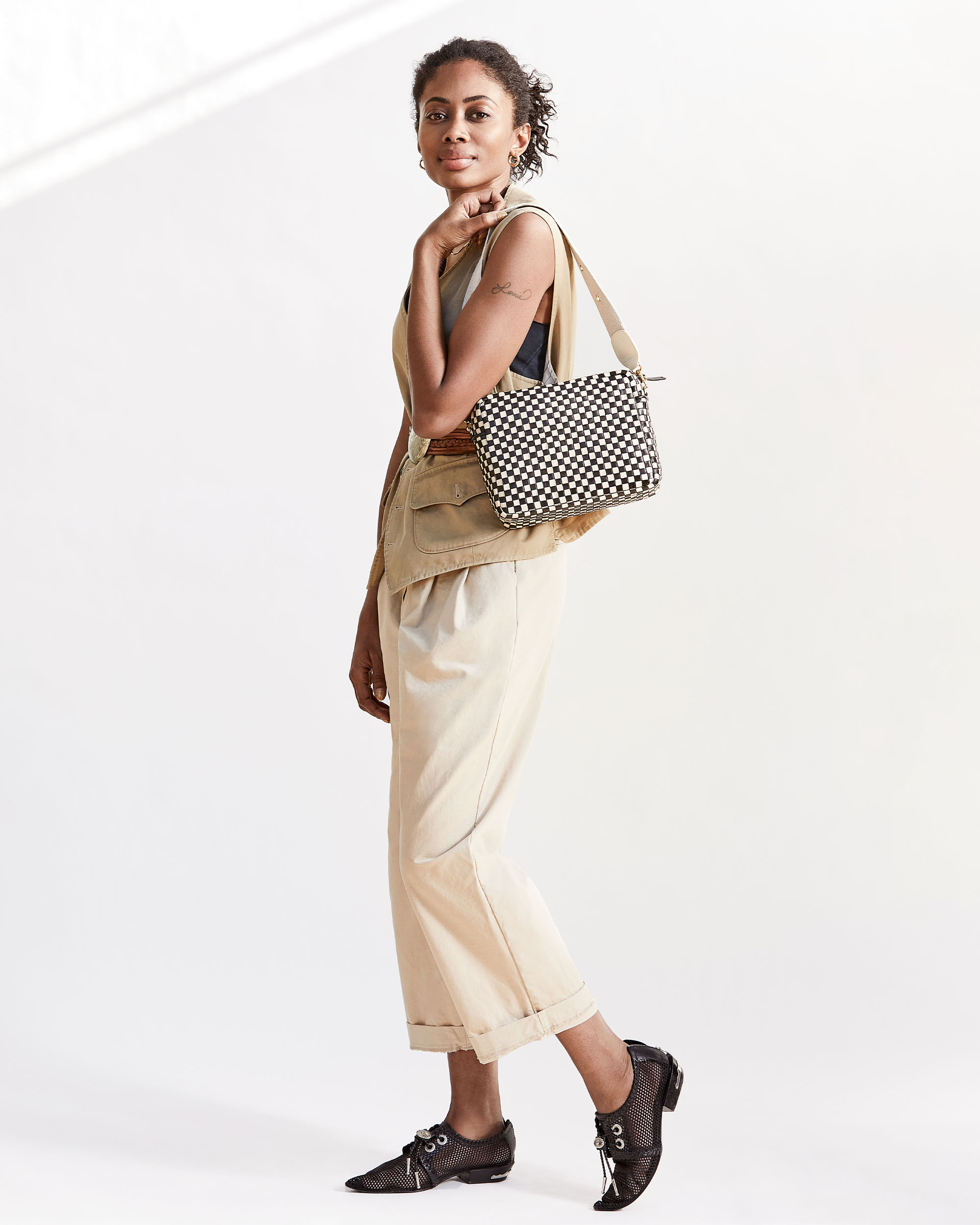 Clare V. Marisol Bag - Checker Black/Cream | Garmentory