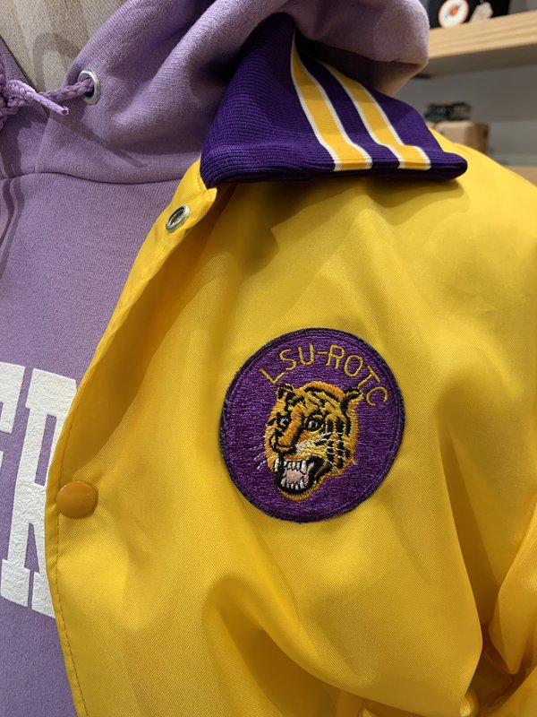 Vintage Tilted Brim LSU Tigers Nylon Varsity Jacket - Yellow/Purple ...