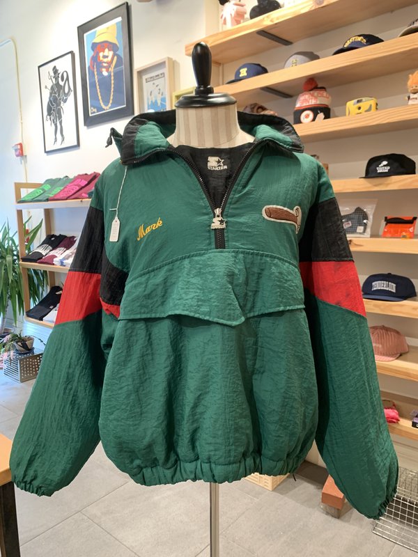 Vintage Tilted Brim Custom Starter Parka Jacket - Green/Red/Black ...