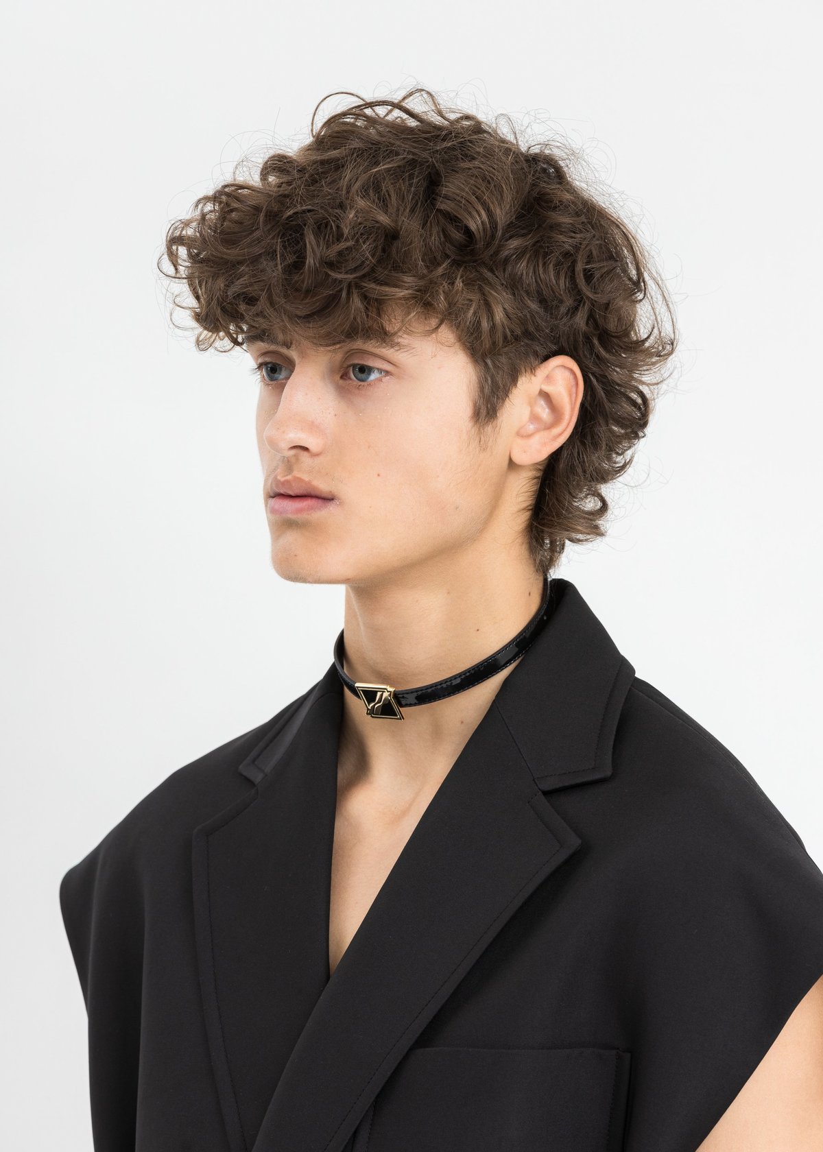 we11done Patent Mini Logo Buckle Choker - Gold | Garmentory