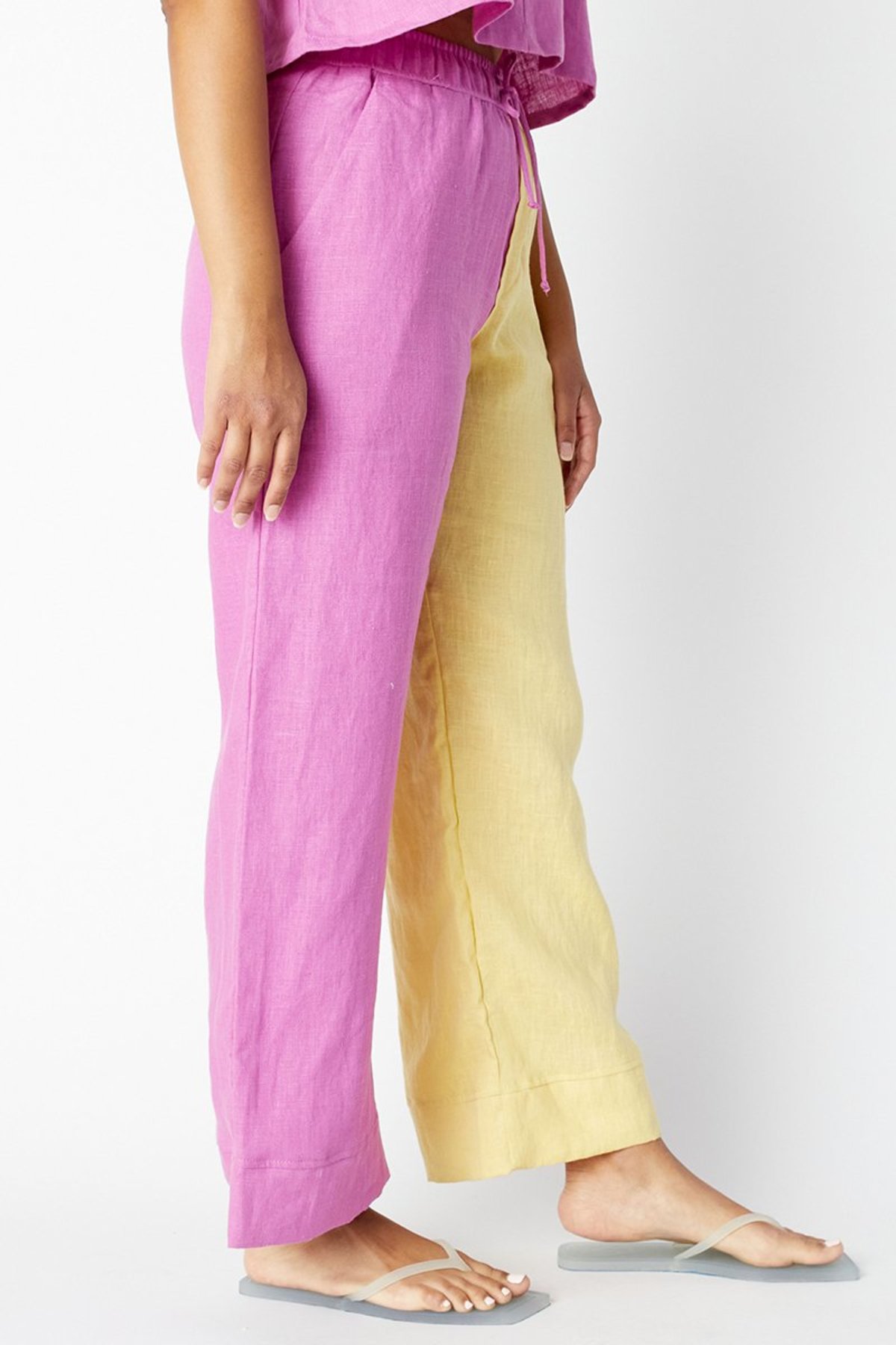 Back Beat Co. Linen Maya Pants - Cyber/Lime | Garmentory