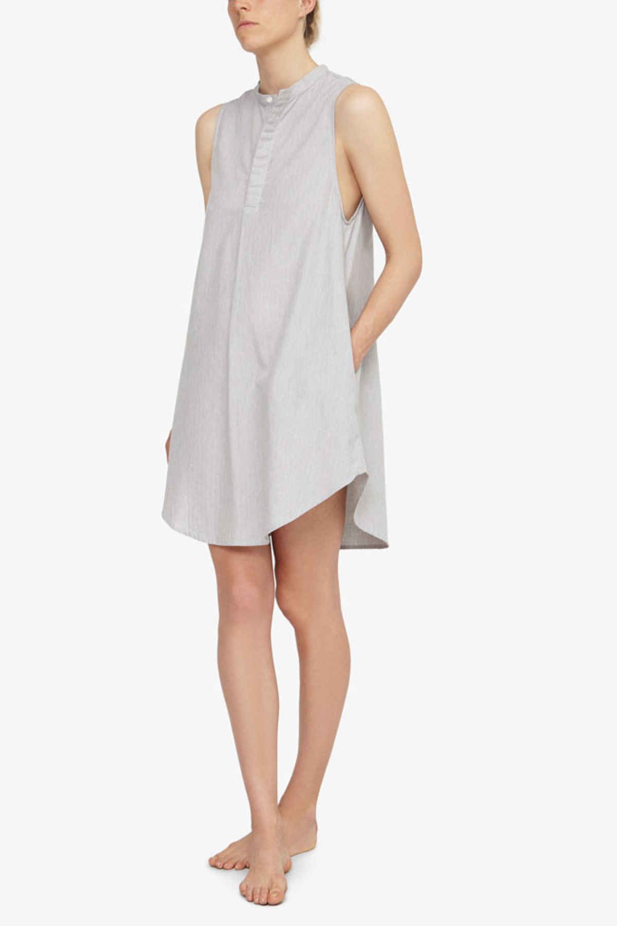 The Sleep Shirt Sleeveless Sleep Shirt Grey Herringbone | Garmentory